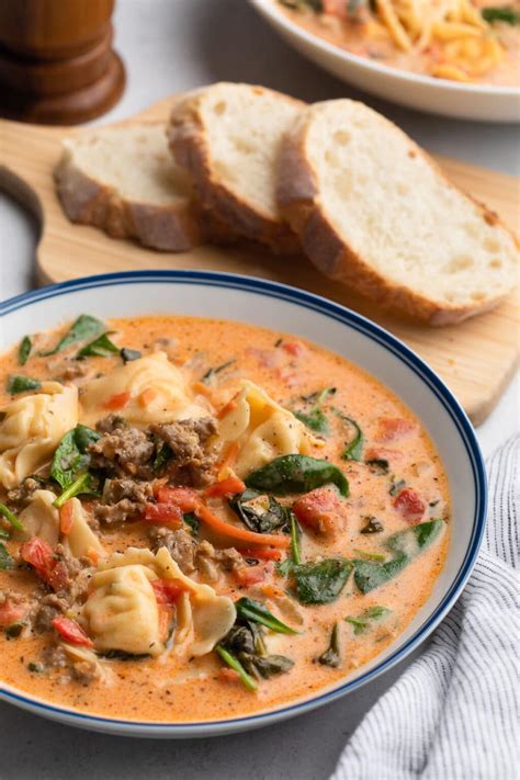 Creamy Sausage Tortellini Soup Striped Spatula