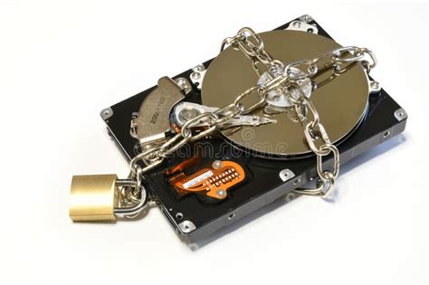 Open Hard Drive Secured With An Iron Chain And Padlock Stock Photo Image Of Drive Virus