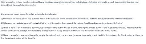 Solved After We Review On How To Solve System Of Linear Chegg