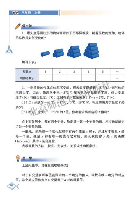 1函数2013年审定北师大版八年级数学上册（高清）中学课本网
