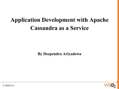 Application Development With Apache Cassandra As A Service Pdf