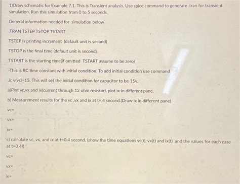 Solved Draw Schematic For Example This Is Transient Chegg Com