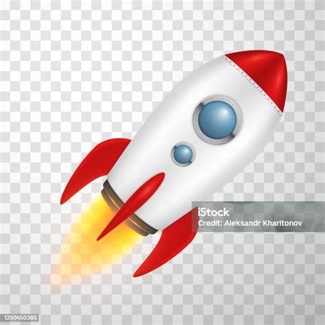 현실적인 스타일로 비행 로켓 우주선 항공기 발사 비즈니스 의 견고 프로젝트 개발 로켓에 대한 스톡 벡터 아트 및 기타 이미지 로켓 3차원 형태 투명 배경 Istock