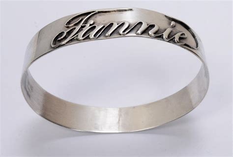 Victorian Sterling Silver Cuff With Unusual Applied Script Fannie