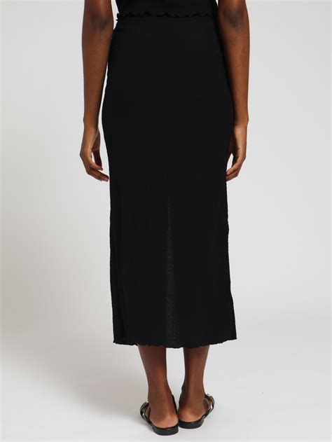 Textured Slit Front Tube Skirt Black Legit