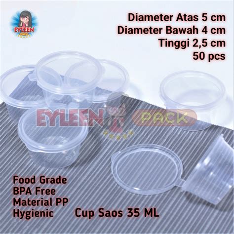 Jual Thinwall Sauce Cup ML Isi Pcs Cup Sambal Tempat Saos Saus Sambal Wadah Plastik Cup