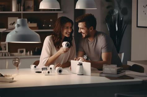 Premium Photo Enhancing Home Security Technosavvy Couple Installs