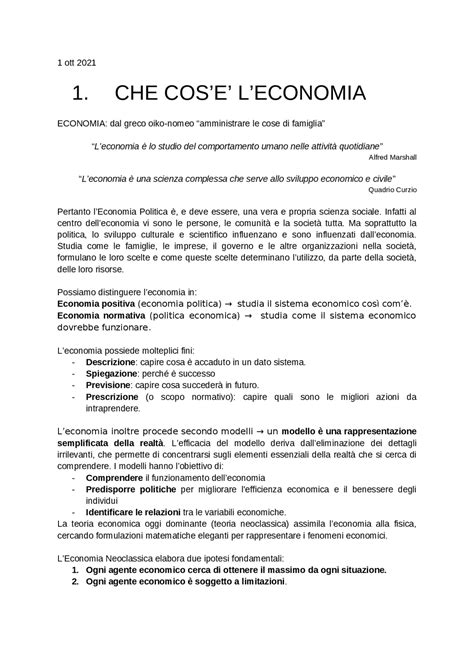Microeconomia Riassunto Libro Docsity