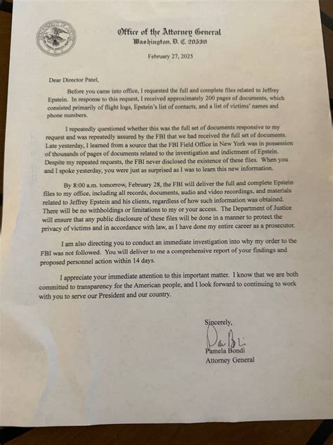 AG Pam Bondi Accuses FBI of Withholding 200 Pages of Epstein Documents from DOJ | DeepNewz US ...