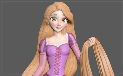 Rapunzel Princess Statue Disney Anime Pretty Girl 3d Print Model