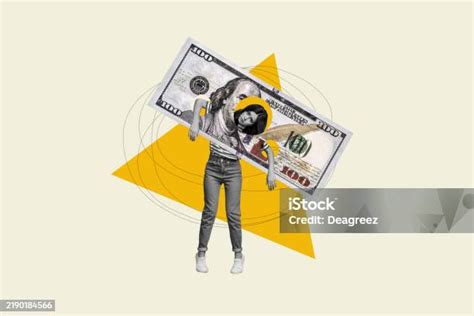 화가 난 비즈니스 소녀 안에 달러 지폐 중독 돈 가난한 파산 Usd의 합성 사진 콜라주는 페인트 배경에 고립되어 있습니다 거래자에 대한 스톡 사진 및 기타 이미지 Istock