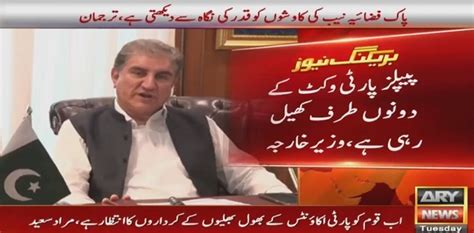 Shah Mahmood Qureshi Says Ppp Playing On Both Sides Of The Wicket