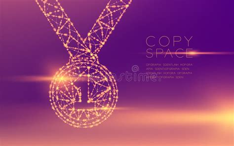 medal number one shape wireframe polygon futuristic bokeh light frame