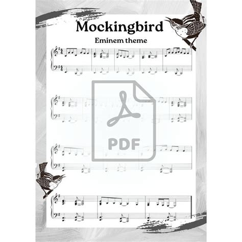 Colorful Mockingbird Eminem Piano Sheet Music Easy Version For