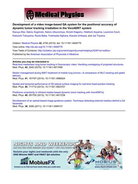 Pdf Development Of A Video Image Based Qa System For The Positional