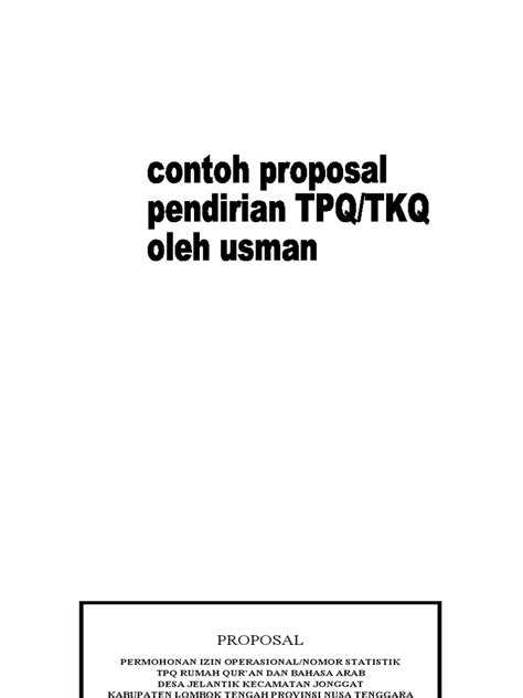 Contoh Proposal Pendirian Tpq Tkq Pdf