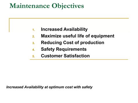Maintenance Planning Systems Ppt