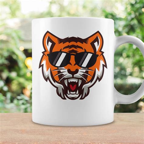Cool Growling Mouth Open Bengal Tiger With Sunglasses Coffee Mug Mazezy