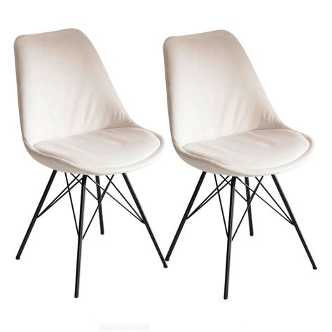 Wohnling Esszimmerstuhl Wl6991 2er Set Samt Beige Küchenstuhl