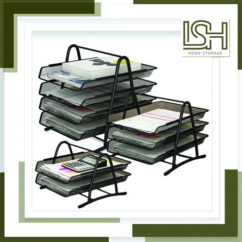 Lsh Household Office Document Tray Steel Mesh Rack A4 Paper Holder