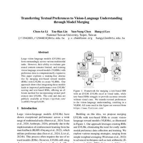 Transferring Textual Preferences To Vision Language Understanding Through Model Merging Acl