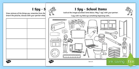 I Spy School Items Game Twinkl