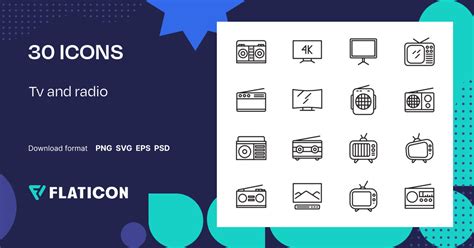 Tv And Radio Icon Pack 30 Svg Icons