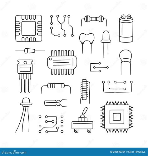 Electronic Radio Components Set Of Microchip Diode Transistor Capacitor Resistor Computer