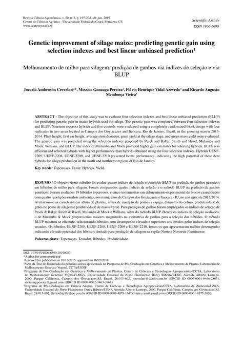 Pdf Genetic Improvement Of Silage Maize Predicting Genetic Gain