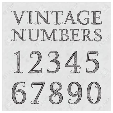 Vintage Engraved Font And Numbers Set
