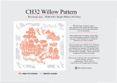 5 Ch32 Willow Pattern Stencil Library