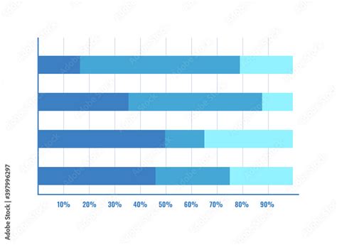 Horizontal Stacked Bar Chart Isolated On White Background Stock Vector Adobe Stock