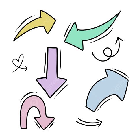 귀여운 일러스트 컬러 화살표 클립 세트 화살 기호 클립 아트 Png 일러스트 및 Psd 이미지 무료 다운로드 Pngtree