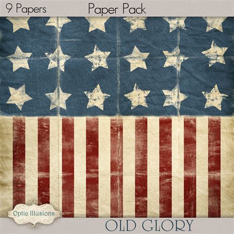 Old Glory Digital Papers Digital Scrapbooking Papers Vintage Old Glory Flags 9 Papers