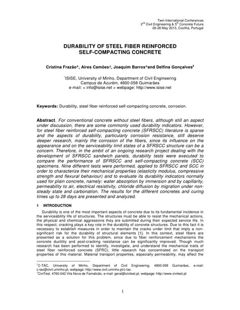 Pdf Durability Of Steel Fiber Reinforced Self Compacting Concrete
