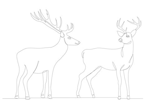 Premium Vector One Continuous Line Drawing Of A Deer With Antlers
