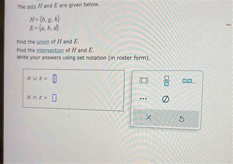 Solved The Sets H And E Are Given Below H B G H E A B D Find The