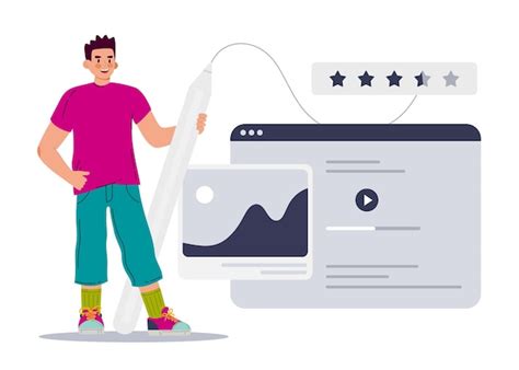 응용 프로그램 및 사이트의 ui ux 디자이너 배열 인터페이스 요소 a man with vector 프리미엄 벡터