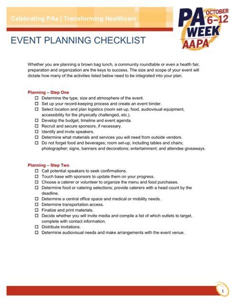 event planning checklist pdf