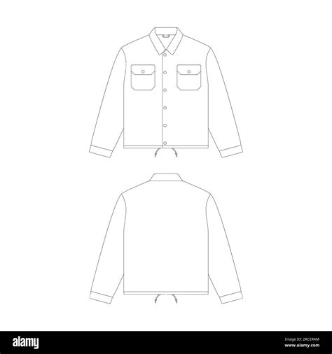 Template Shirt Jacket Vector Illustration Flat Design Outline Clothing