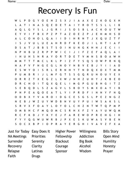 Recovery Word Search Wordmint