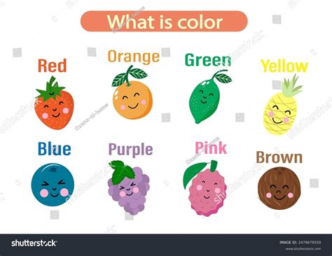 Learning Primary Colors Preschoolers Set Fruits Stock Vector Royalty