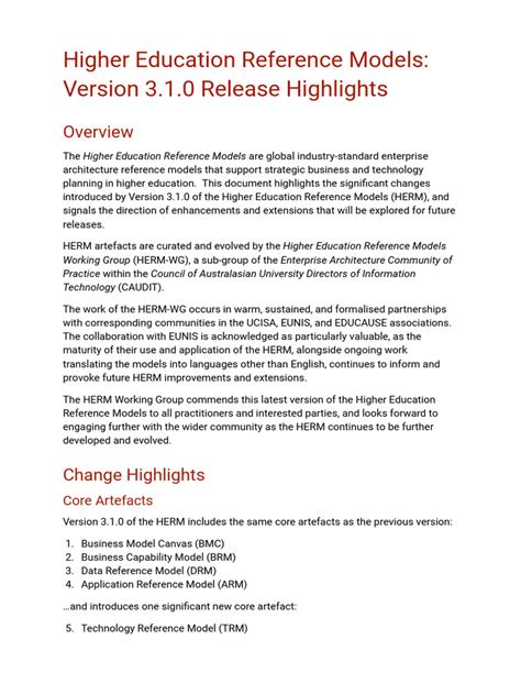 Higher Education Reference Model V310 Pdf Business Model Business