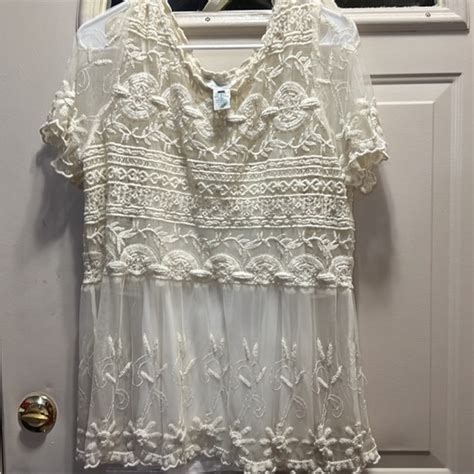 Sundance Tops Sundance Sense Of Wonder White Lace Embroidered Boho