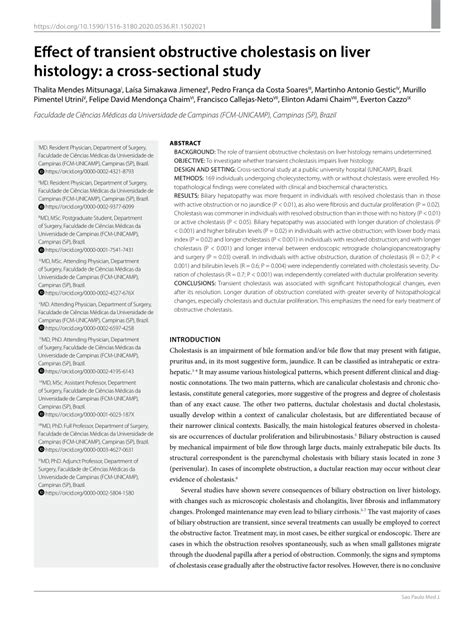 Pdf Effect Of Transient Obstructive Cholestasis On Liver Histology A