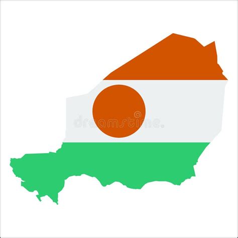 Niger High Resolution Map With National Flag Stock Vector