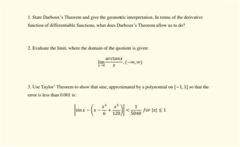 Solved 1 State Darbouxs Theorem And Give The Geometric
