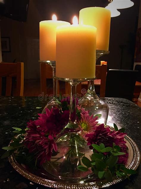 Wineglass Centerpiece Stock Image Image Of Wine Candles 57750869
