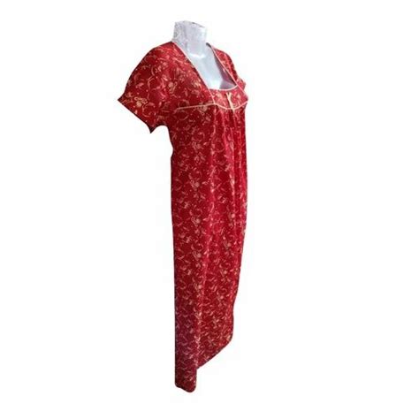 Printed Ladies Red Half Sleeve Cotton Nightgown At Rs 165piece In