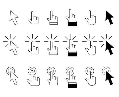 Pointer Cursor Arrows And Hand Click Vector Symbol Arrow Pointing And Selection Direction